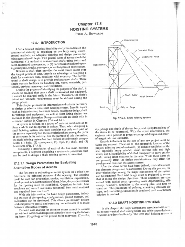 SME Mining Handbook Chapter 17.5 Hoisting Systems | PDF