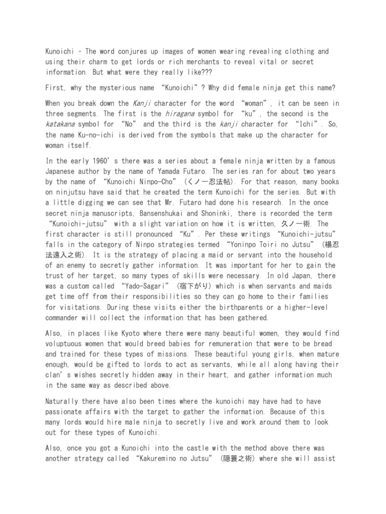 Kunoichi | PDF | Ninja | Kanji