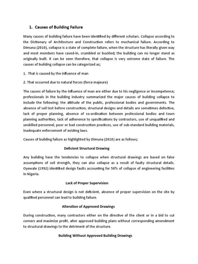 Causes of Building Failure | PDF | Architect | Concrete