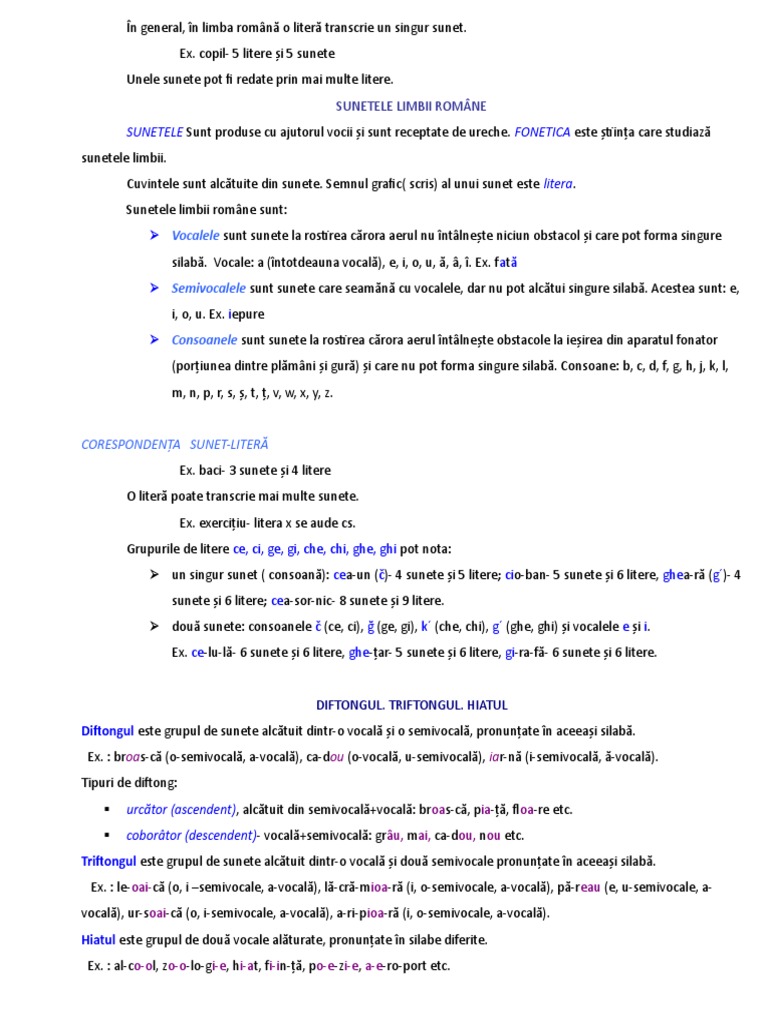 Sunetele Limbii Romane - Grupuri de Sunete | PDF