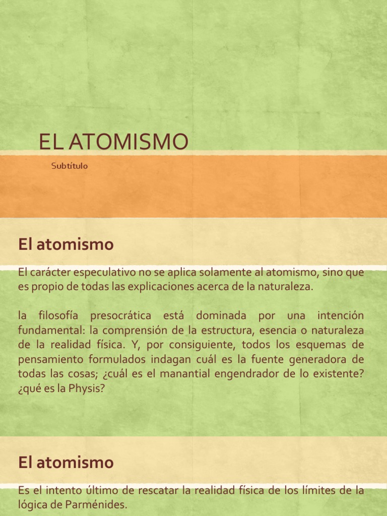 Definición y fundamentos del atomismo | PDF | Existencia | Filosofía