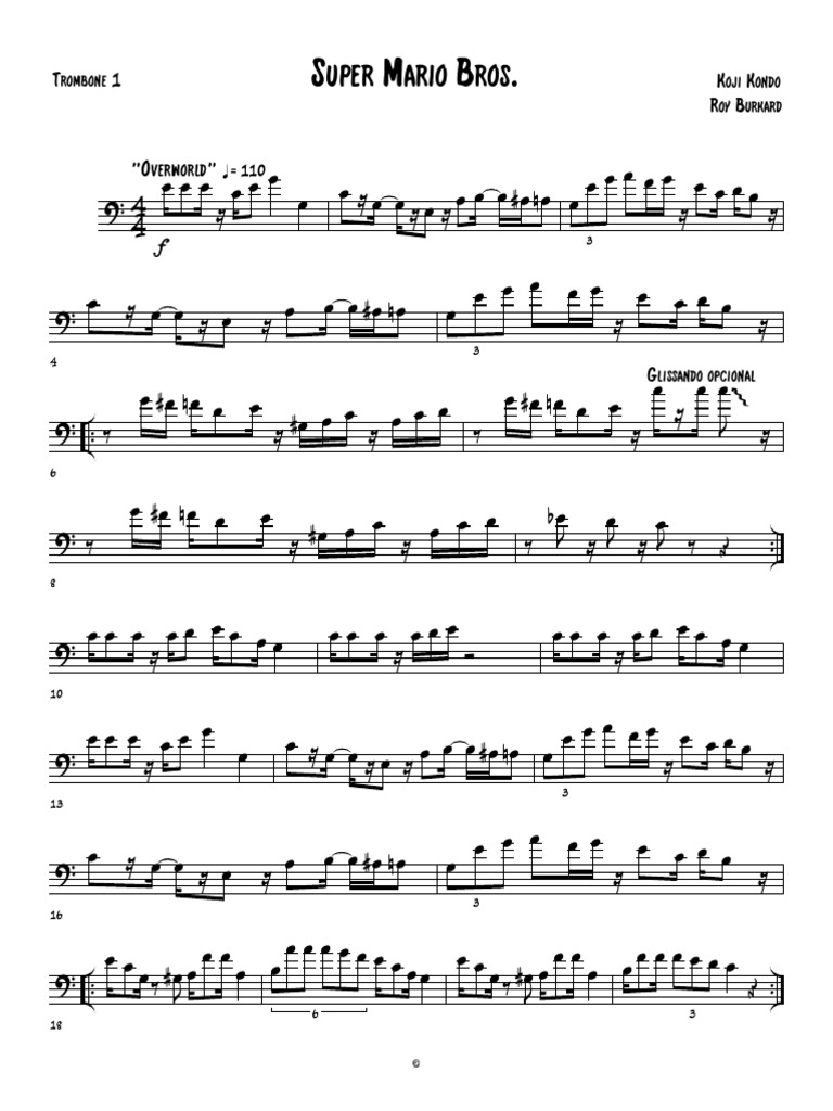 Super Mario Bros - Trombone 1 | PDF | Video Game Franchises | Video ...