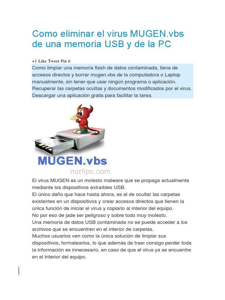 Como Eliminar El Virus MUGEN | PDF | Virus de computadora | Archivo de computadora