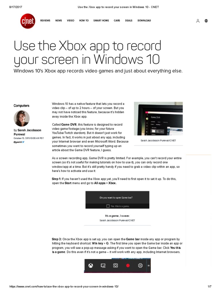 Use The Xbox App To Record Your Screen in Windows 10 | PDF | Windows 10 ...