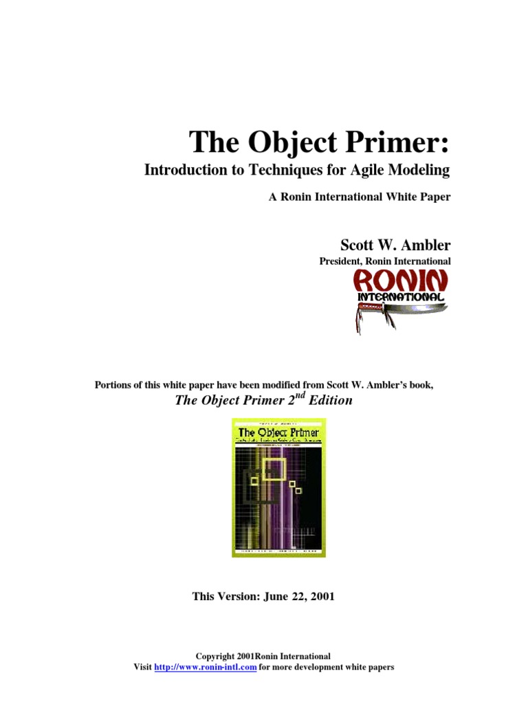 The Object Primer:: Introduction To Techniques For Agile Modeling | PDF | Component Based ...