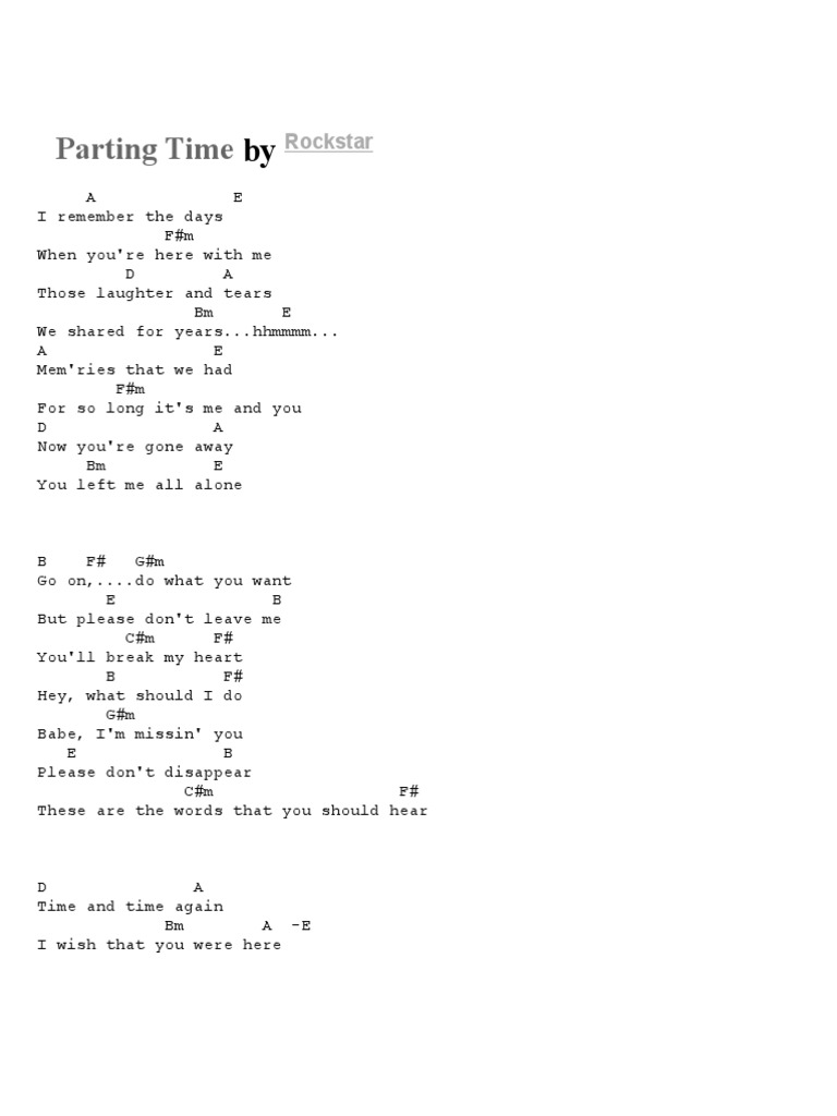 Parting Time Tab | PDF | Song Structure | Musical Instruments