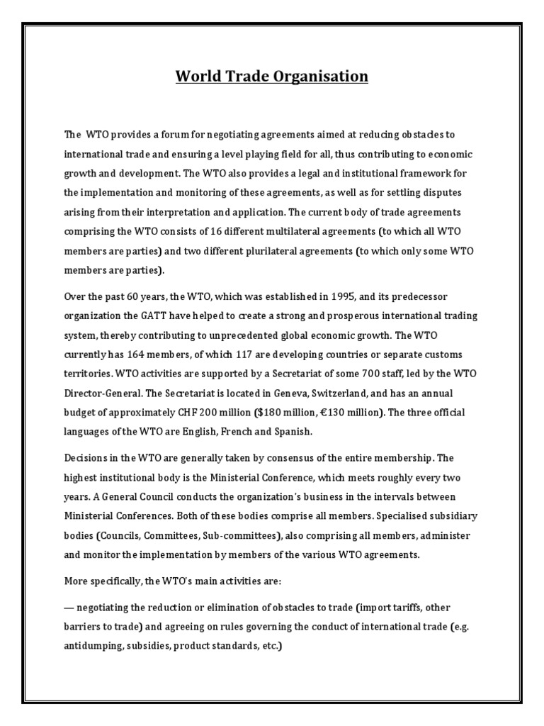Overview of the World Trade Organization | PDF | Doha Development Round ...