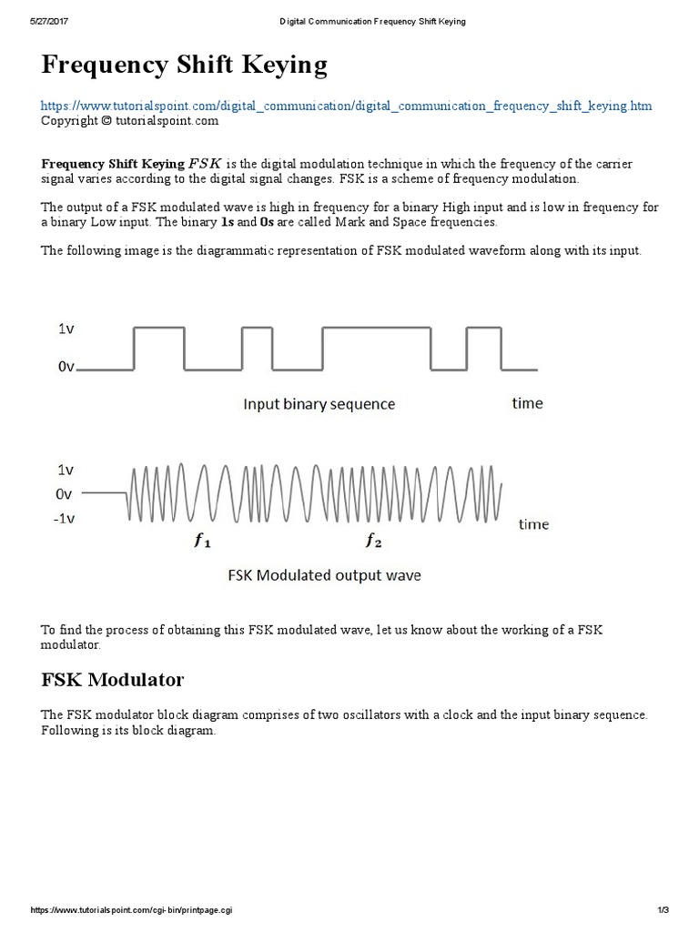 Digital Communication Frequency Shift Keying | PDF | Modulation ...