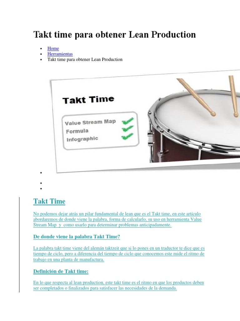 Takt Time Para Obtener Lean Production | Información | Lean Manufacturing