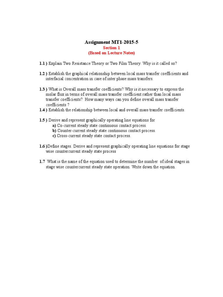 Assignment MT1-2015-5: Section 1 (Based On Lecture Notes) | PDF ...