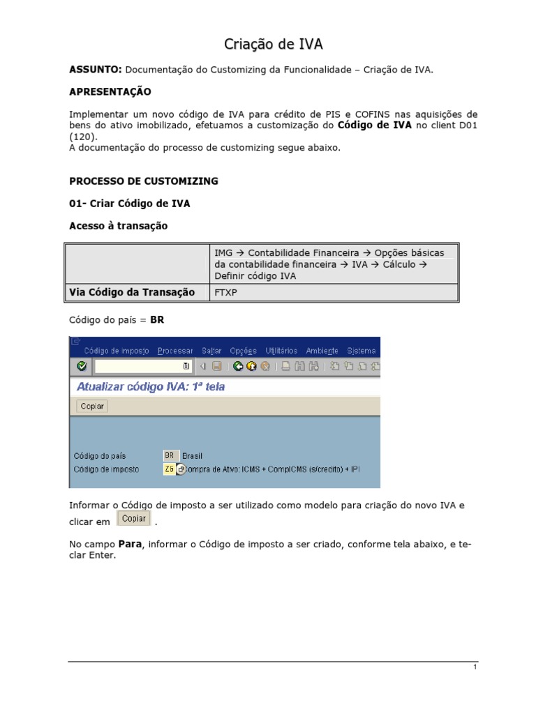 MM - Criação de Codigo IVA | Imposto Sobre o Valor Acrescentado ...