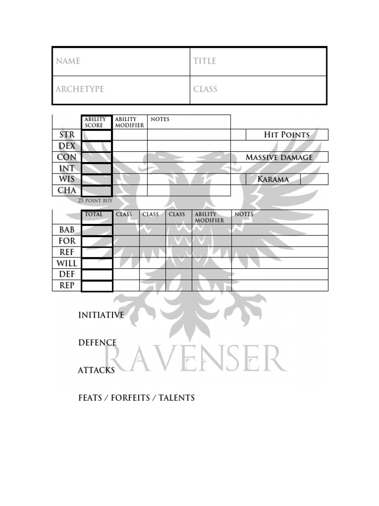 Ravenser Character Sheet v2 | PDF | Leisure | Science