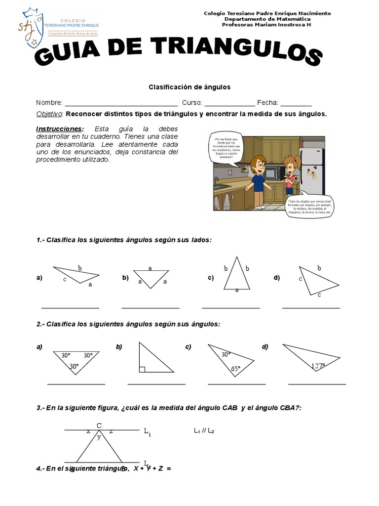 angulos en los triangulos.doc | Triángulo | Matemática Elemental