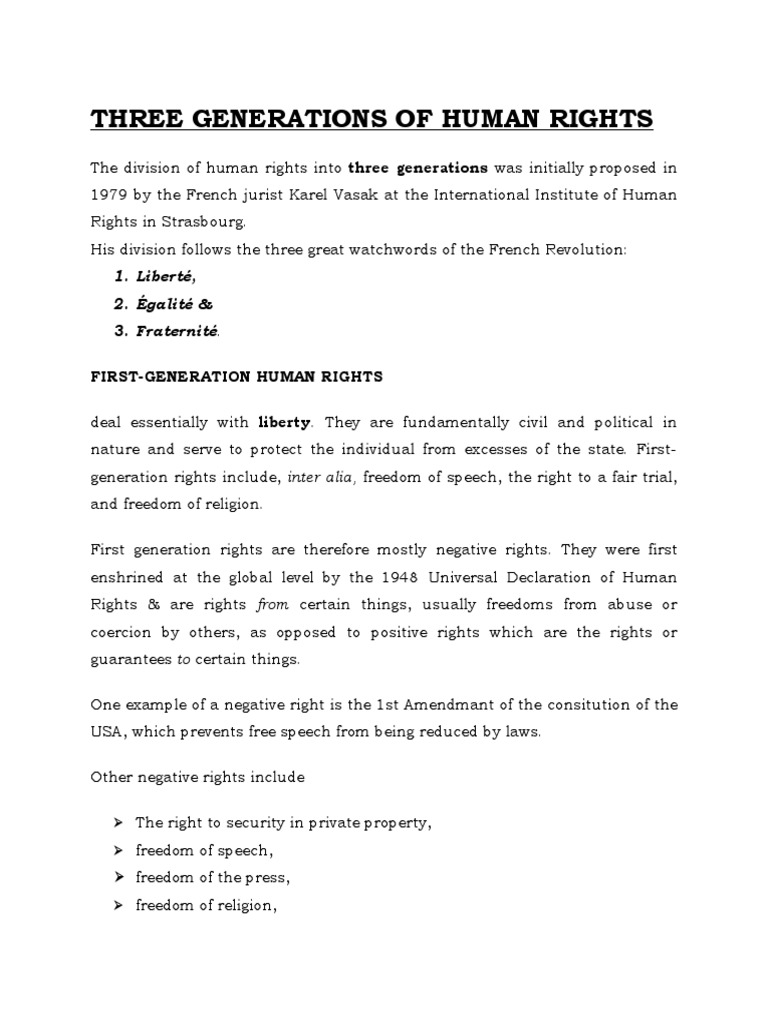 Three Generations of Human Rights | PDF | Liberty | Rights