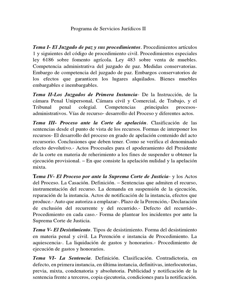 Programa Servicios Juridicos II | PDF | Sentencia (Ley) | Competencia (ley)