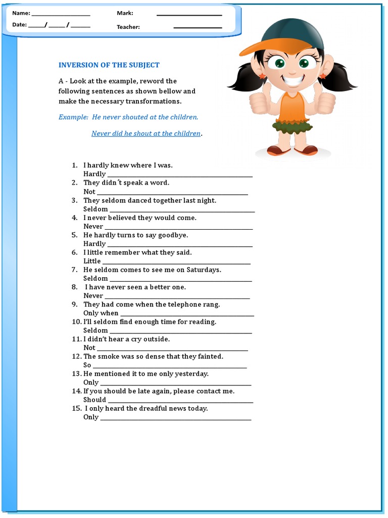 Inversion | PDF | Foreign Language Studies | Home & Garden