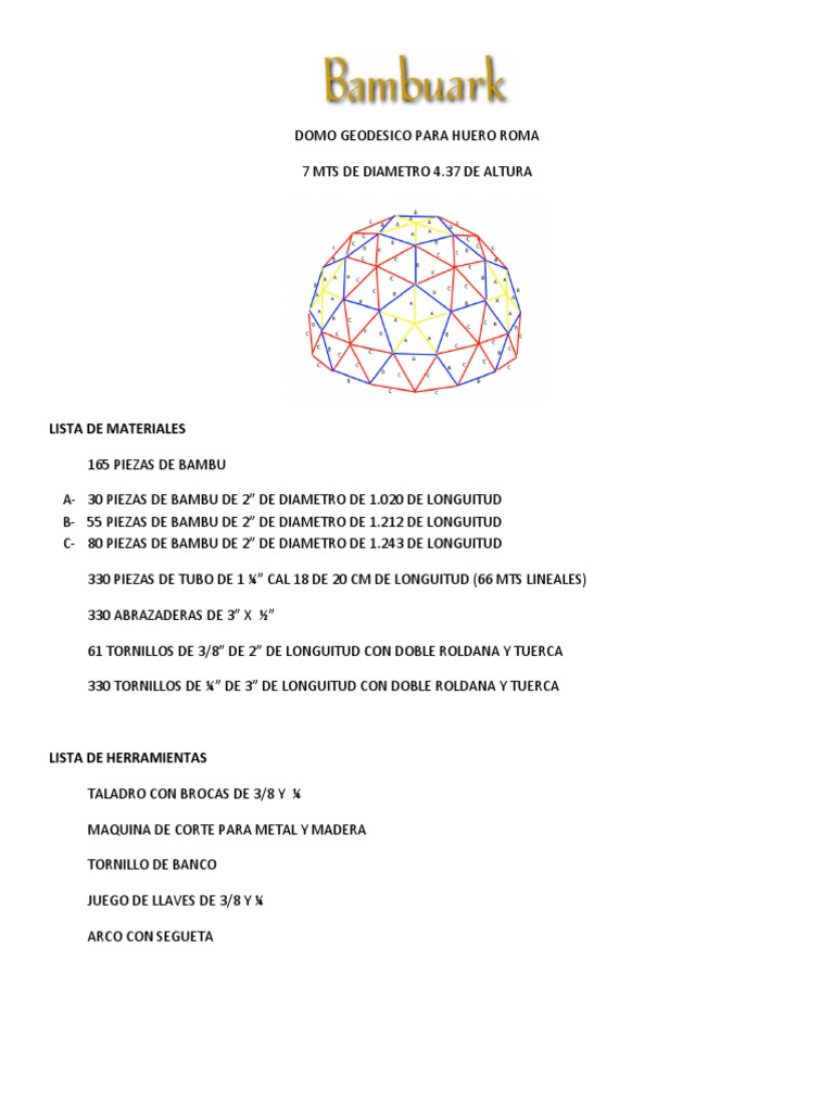 Domo Geodesico para Huerto Roma 7 MTS de | PDF | Geometría | Plantas