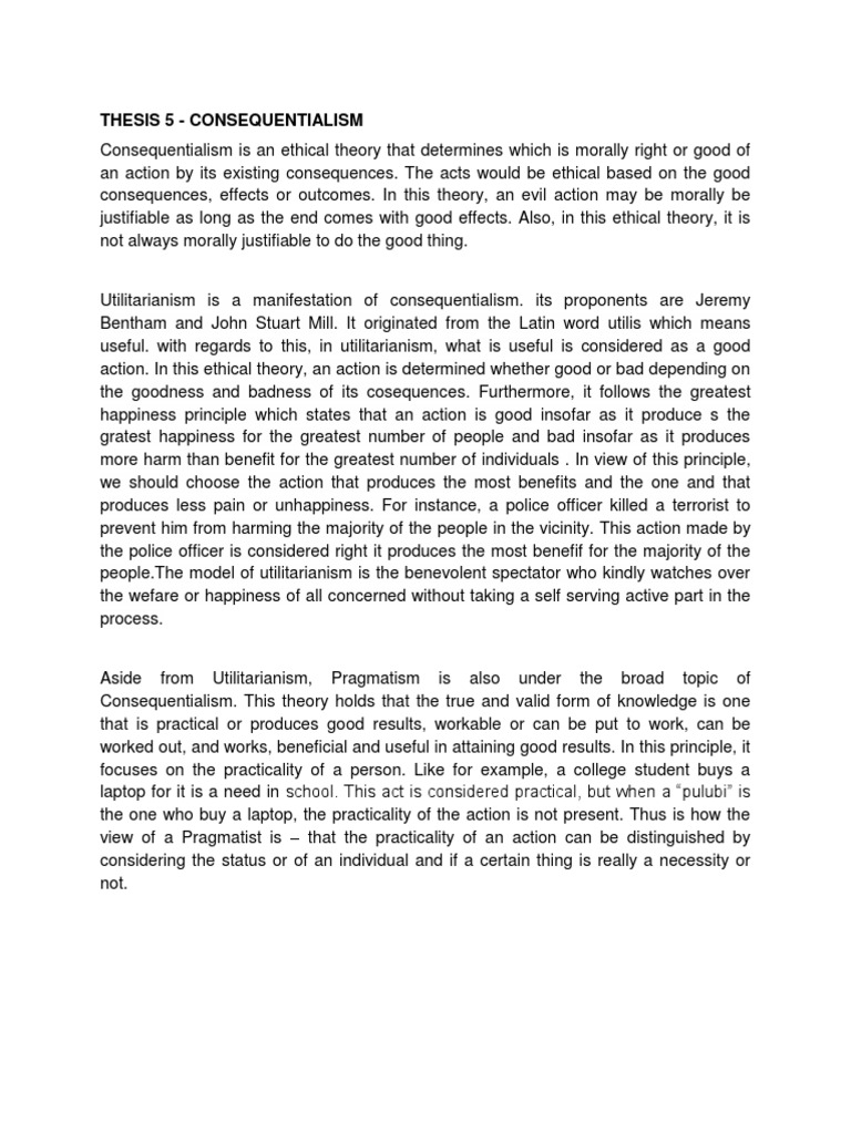 Thesis 5 - Consequentialism | PDF
