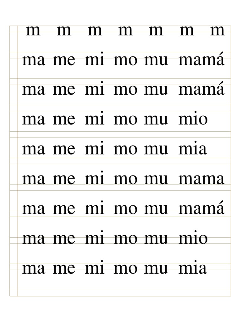 Hoja Doble Raya Letra M | PDF