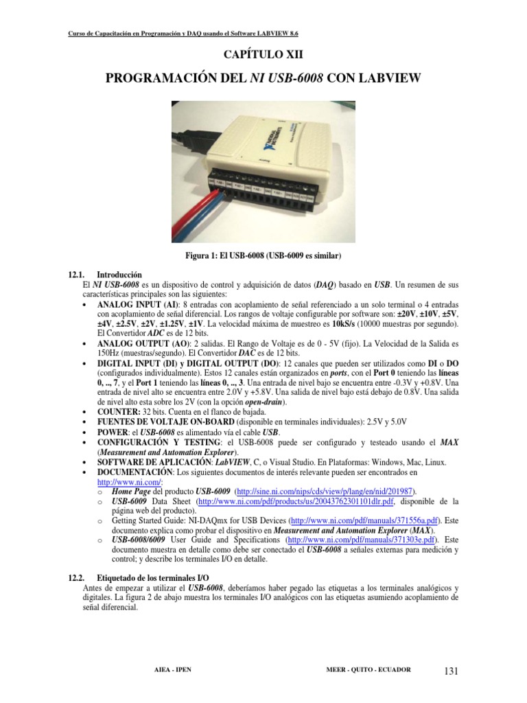 Programación Del Ni Usb-6008 Con Labview | PDF | Programa de computadora | Programación