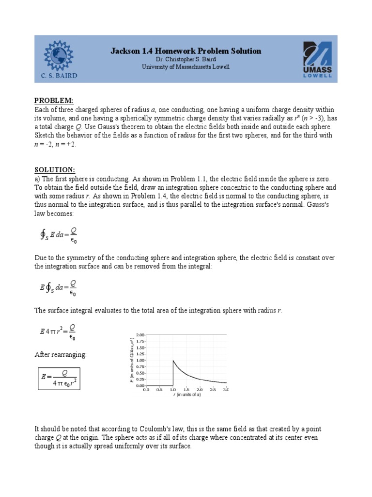 Jackson 1.4 Homework Problem Solution | PDF | Sphere | Electric Field
