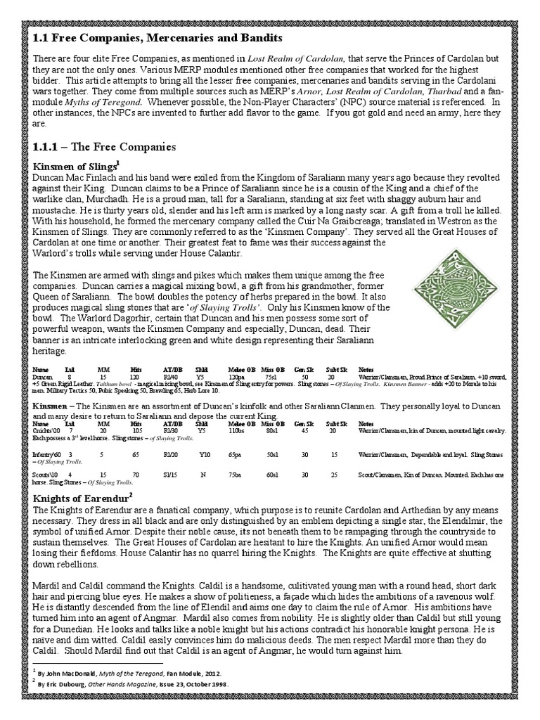 Free Companies of Cardolan | PDF | Military | Unrest