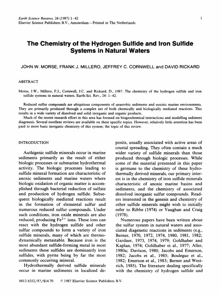 The Chemistry of The Hydrogen Sulfide An | PDF | Sulfide | Chemistry