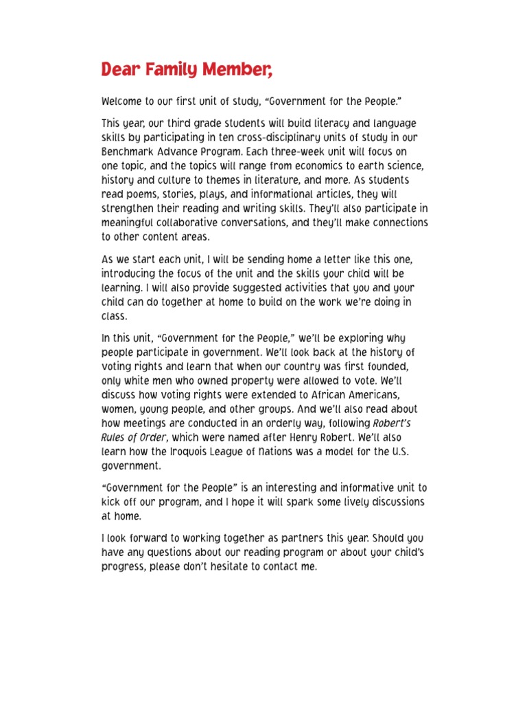 Benchmark Advance - Unit 1 Week 1 | PDF | Reading (Process) | Voting