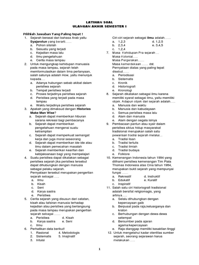 Latihan Soal Sej X | PDF