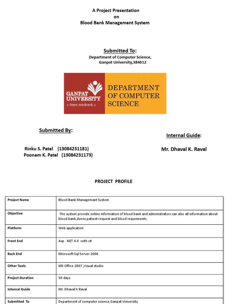 Blood Bank Management System PDF | Download Free PDF | Password | Blood ...