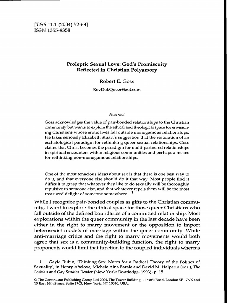 Proleptic Sexual Love | PDF | Polyamory | Homosexuality