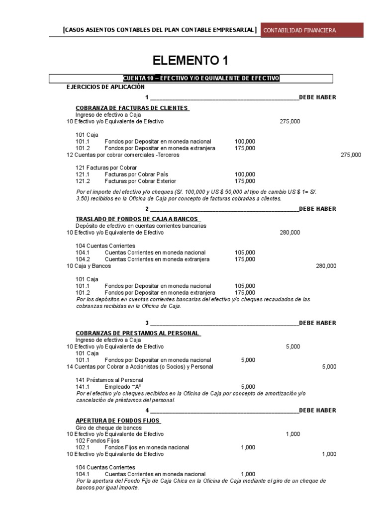 Asientos Contables Básicos Plan Contable Empresarial | PDF ...