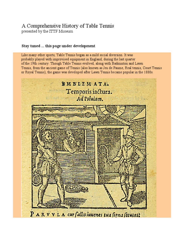 A Comprehensive History of Table Tennis | PDF | Table Tennis | Mainland ...