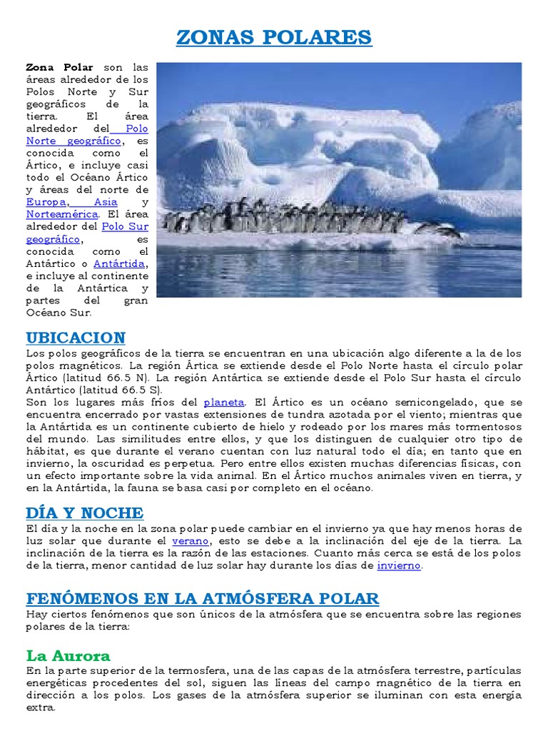 Características de las Zonas Polares | PDF | Antártida | Tierra