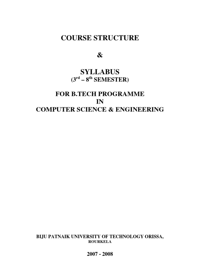 Course Structure & Syllabus: For B.Tech Programme IN Computer Science & Engineering | PDF | P–N ...
