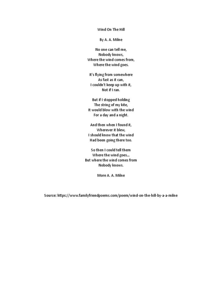 Wind on the Hill by A.A. Milne | PDF