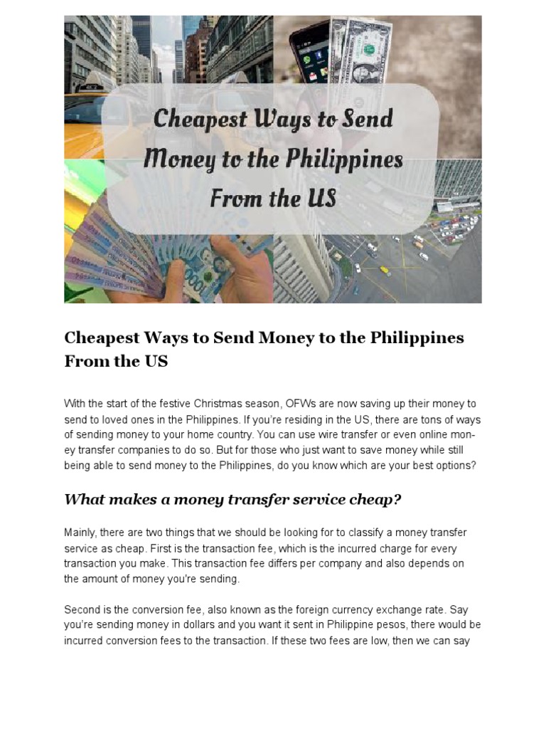 Cheapest Ways To Send Money | PDF | Wire Transfer | Financial Transaction