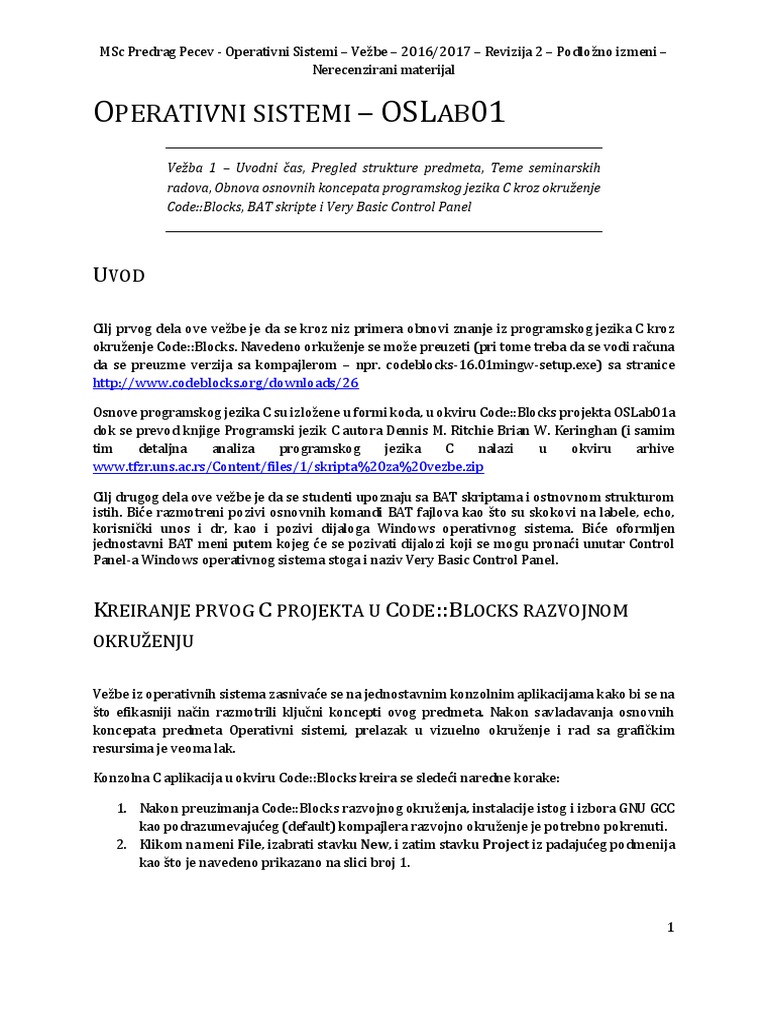 Sistemi Laboratorijska Vezba 1 | PDF