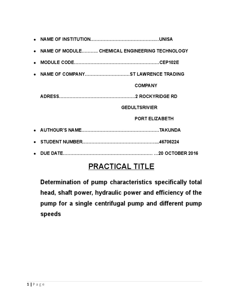Centrifugal Pump - Project Reportcopy-1 | PDF | Pump | Hydraulics