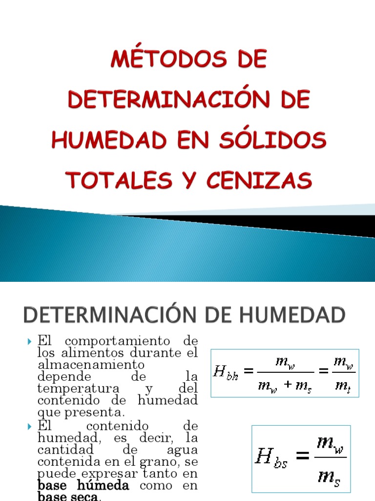 Métodos de Determinación de Humedad en Sólidos Totales | Destilación | Agua