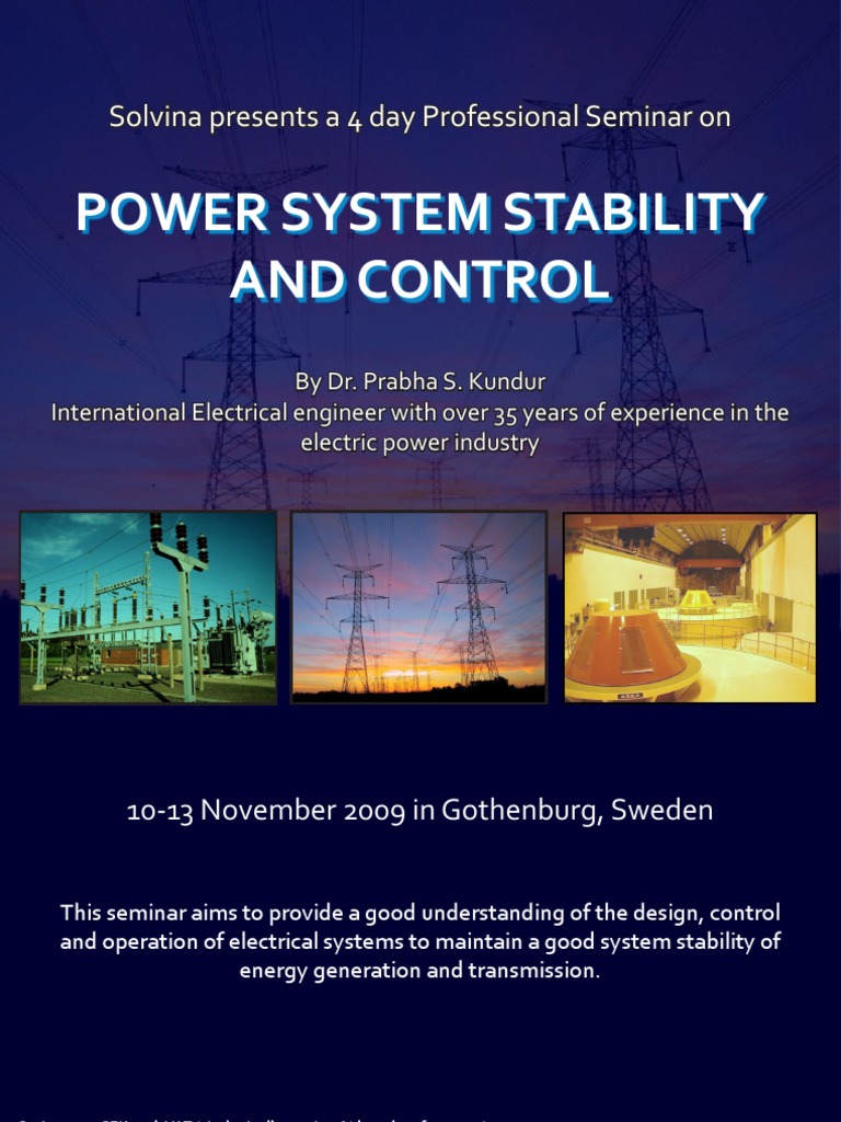 Course On Power System Stability and Control | PDF | Electric Power ...