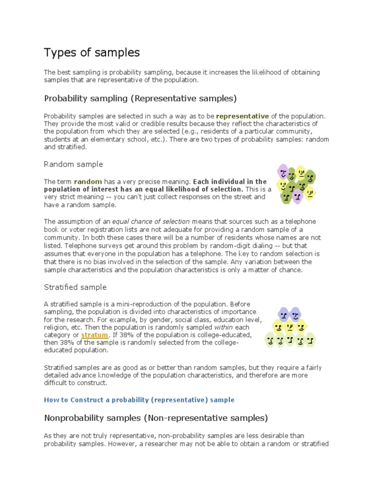 Types of Samples: Probability Sampling (Representative Samples) | PDF | Sampling (Statistics ...