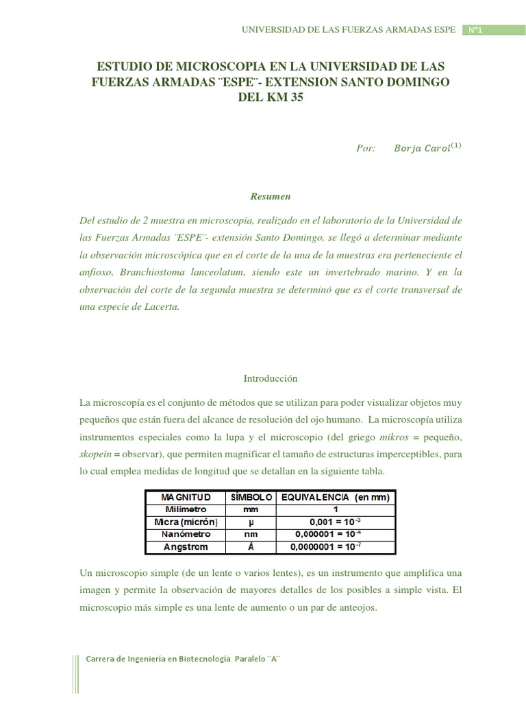 Informe de Biología - Micros | PDF | Microscopio | Óptica