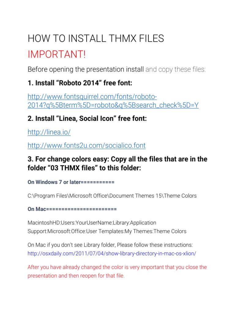 01-How To Install THMX Files Important | PDF