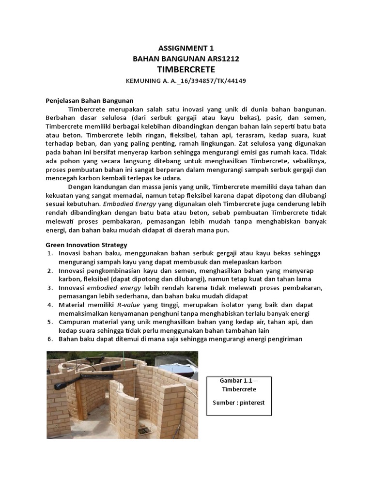 Inovasi Timbercrete dalam Bahan Bangunan | PDF | Griya & Taman | Sains ...