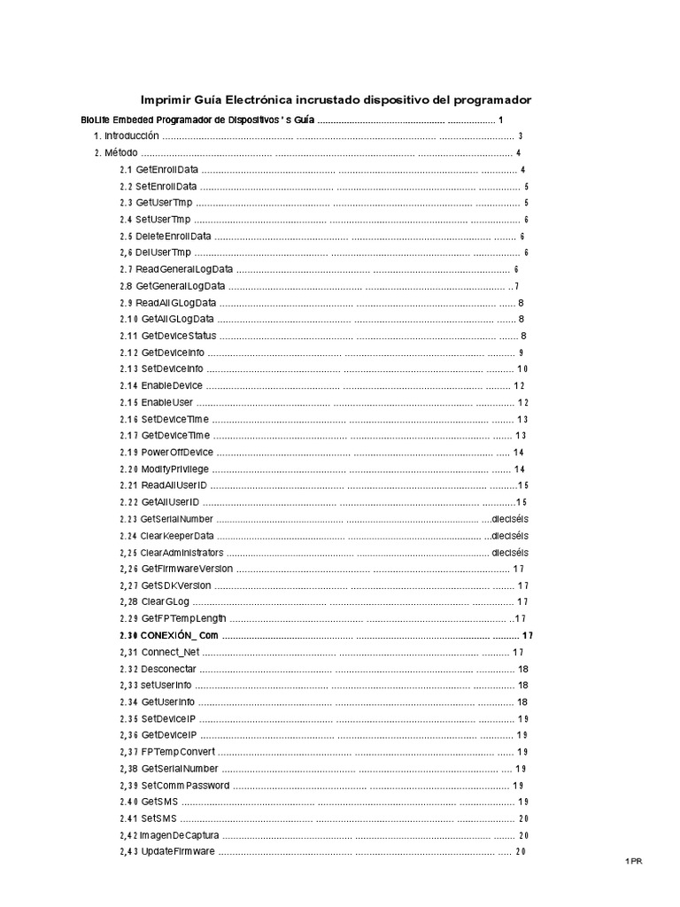 Biometric Device SDK - Programmers Guide - En.es | PDF | Computer Data | Data