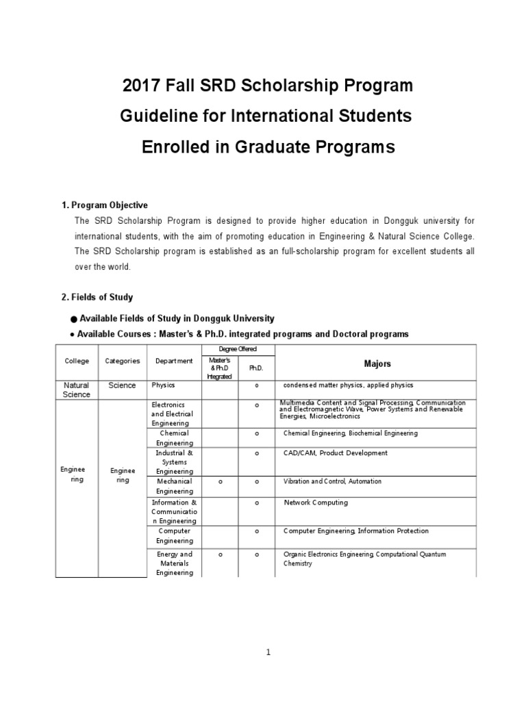 2017 FALL SRD Scholarship Program | PDF | Academic Degree | Doctor Of ...