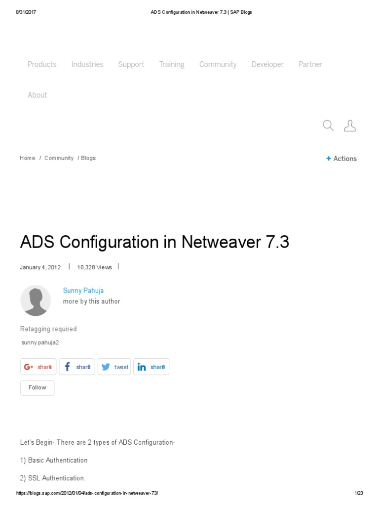 ADS Configuration in Netweaver 7 | PDF | Hypertext Transfer Protocol ...