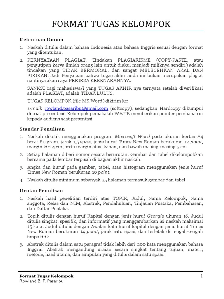 Format Tugas Kelompok | PDF | Seni & Disiplin Bahasa