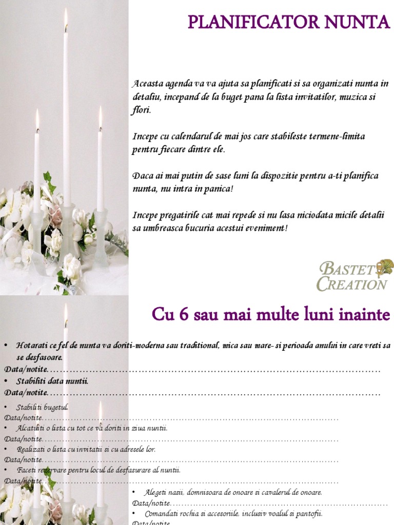 Planner Complet Pentru Nunti | PDF